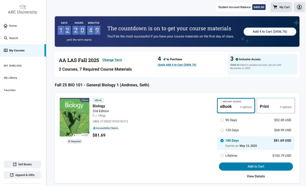 By Ordering – Online Bookstore Support Powered by VitalSource