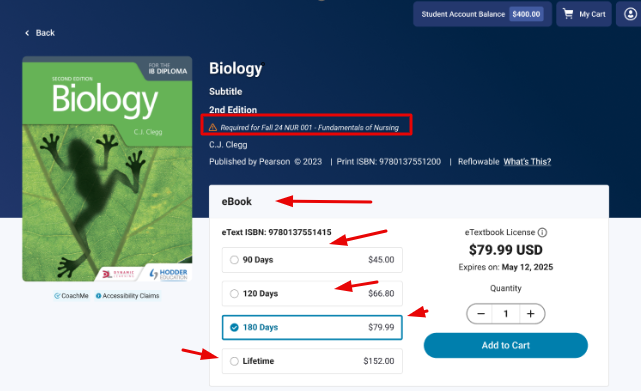 Course Material Options – Online Bookstore Support Powered by VitalSource