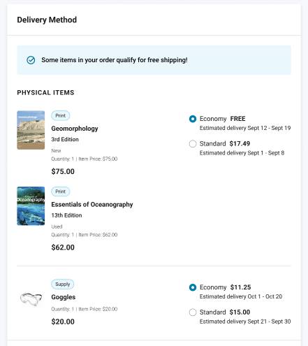 Shipping Options – Online Bookstore Support Powered by VitalSource