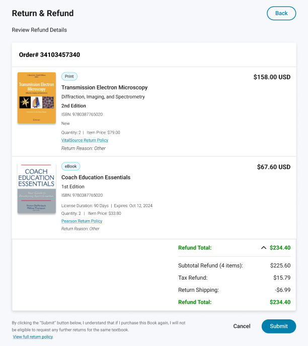 Return an Item for a Refund – Online Bookstore Support Powered by ...